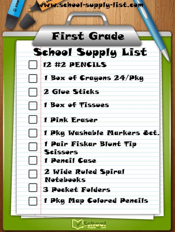 1st Grade School Supply List – Teacher Checklist | School Supply List ...
